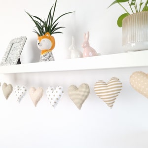 Beige Heart Garland: Boho Nursery Decor, Wedding Garland - Etsy