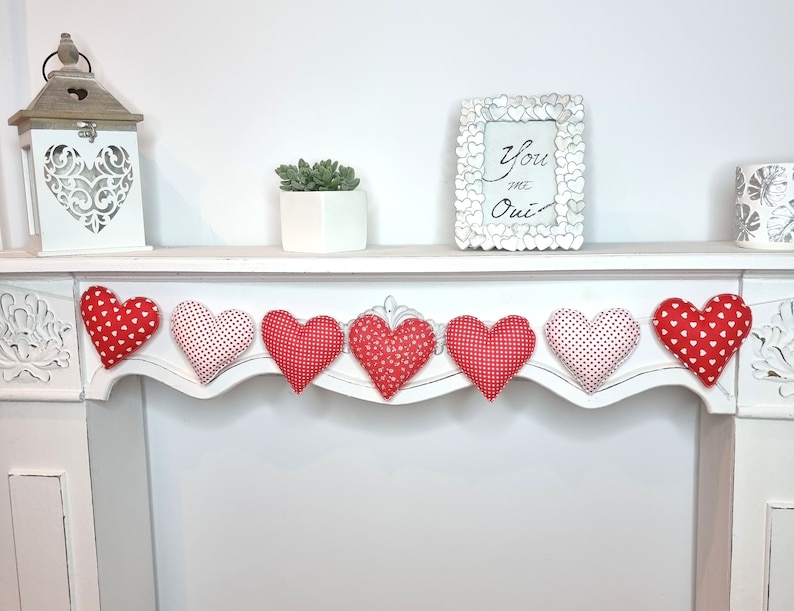 Red Heart Garland Valentines Day Heart Garland Fall in Love - Etsy