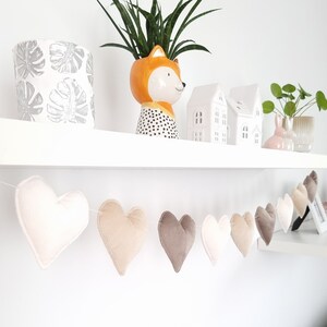 Boho Heart Fabric Garland, Beige Velvet Garland for Mantle, Boho Home ...