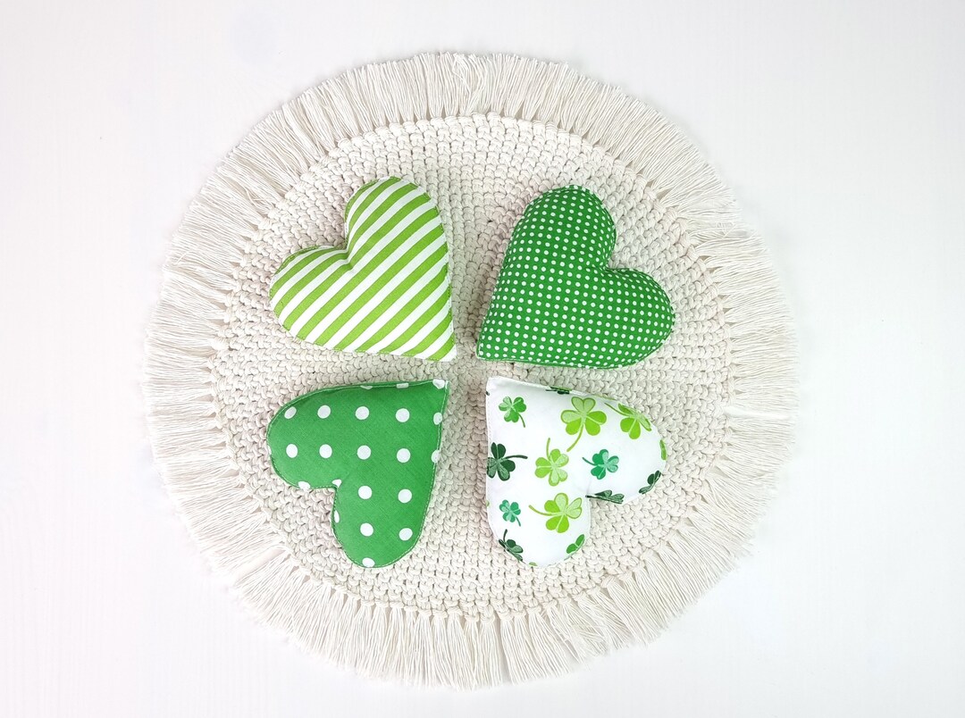 St. Patrick's Fabric Heart Fillers Set of 4, Clover Decor St. Patty's ...