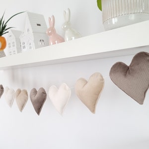 Boho Heart Fabric Garland, Beige Velvet Garland for Mantle, Boho Home ...