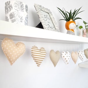 Beige Heart Garland: Boho Nursery Decor, Wedding Garland - Etsy