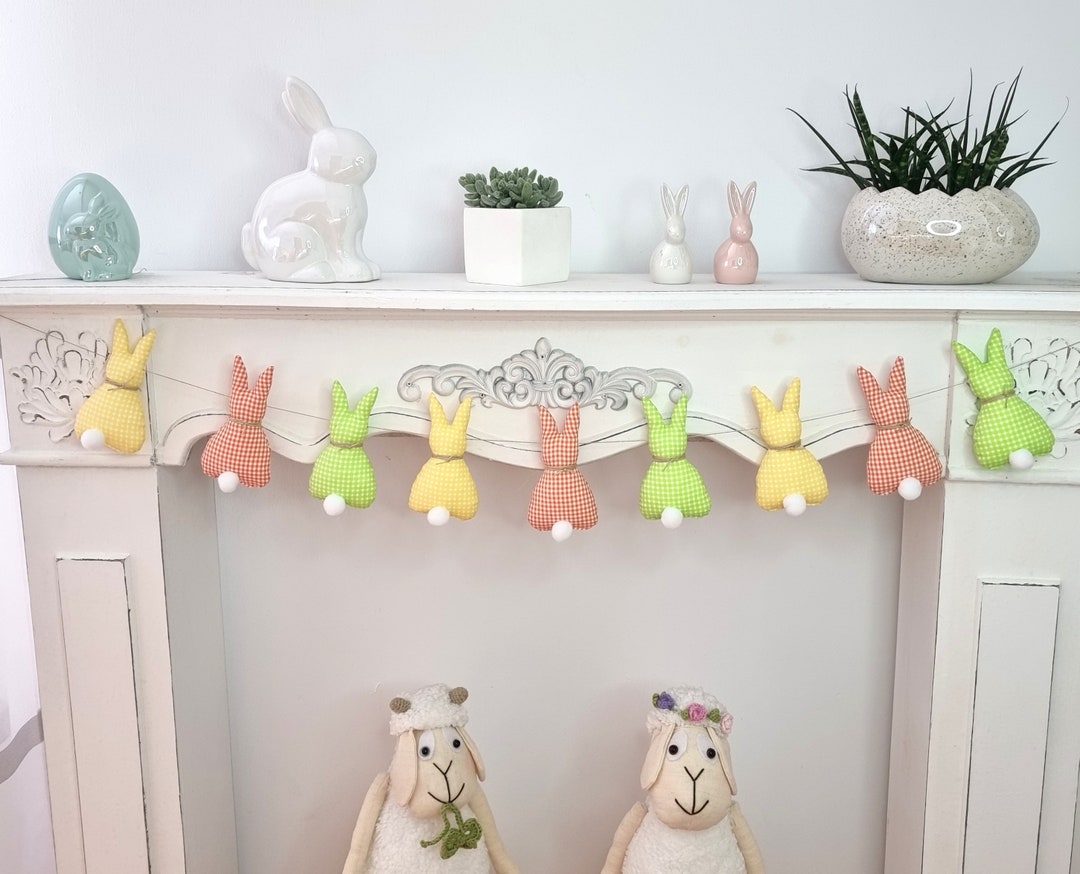 Easter Bunny Fabric Garland: Spring Fireplace Decor - Etsy