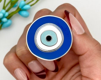 Bow Knot Silver Crystal Evil Eye Pin Brooch Blue Ojo Wedding - Etsy