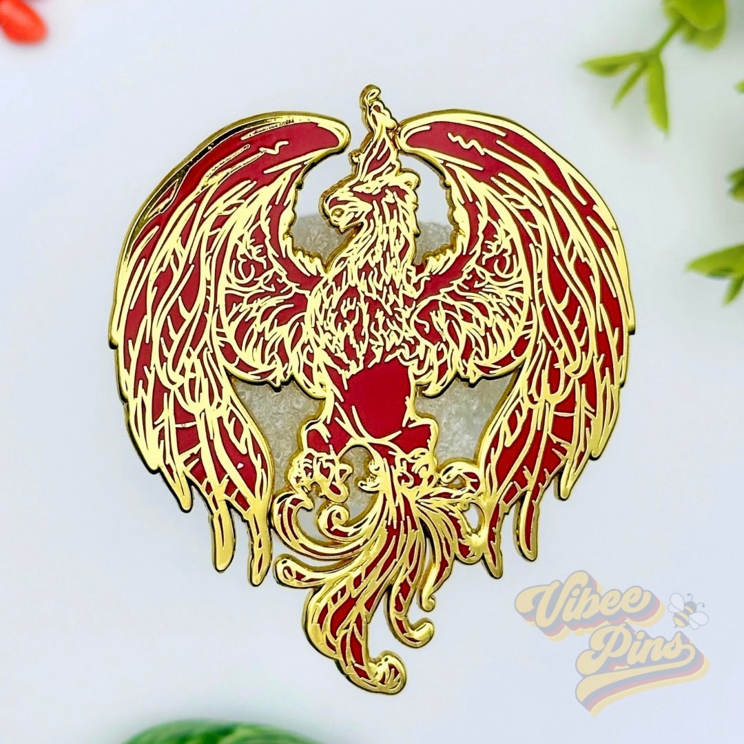 Golden Phoenix Rising Pin - Symbol of Strength and Resilience - Etsy