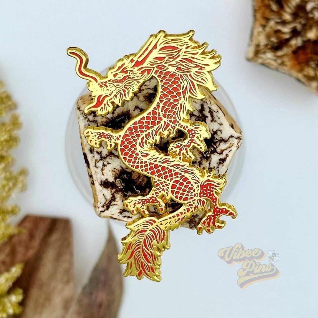 Mystical Red Dragon Enamel Pin - Etsy