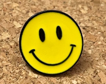 Smiley Face Enamel Pin - Etsy