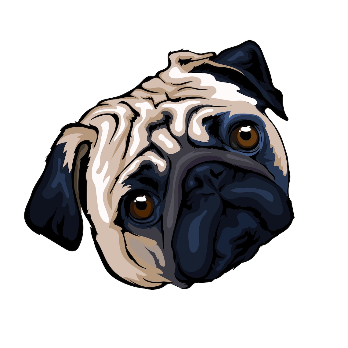 Pug Vector Clip Art - Etsy