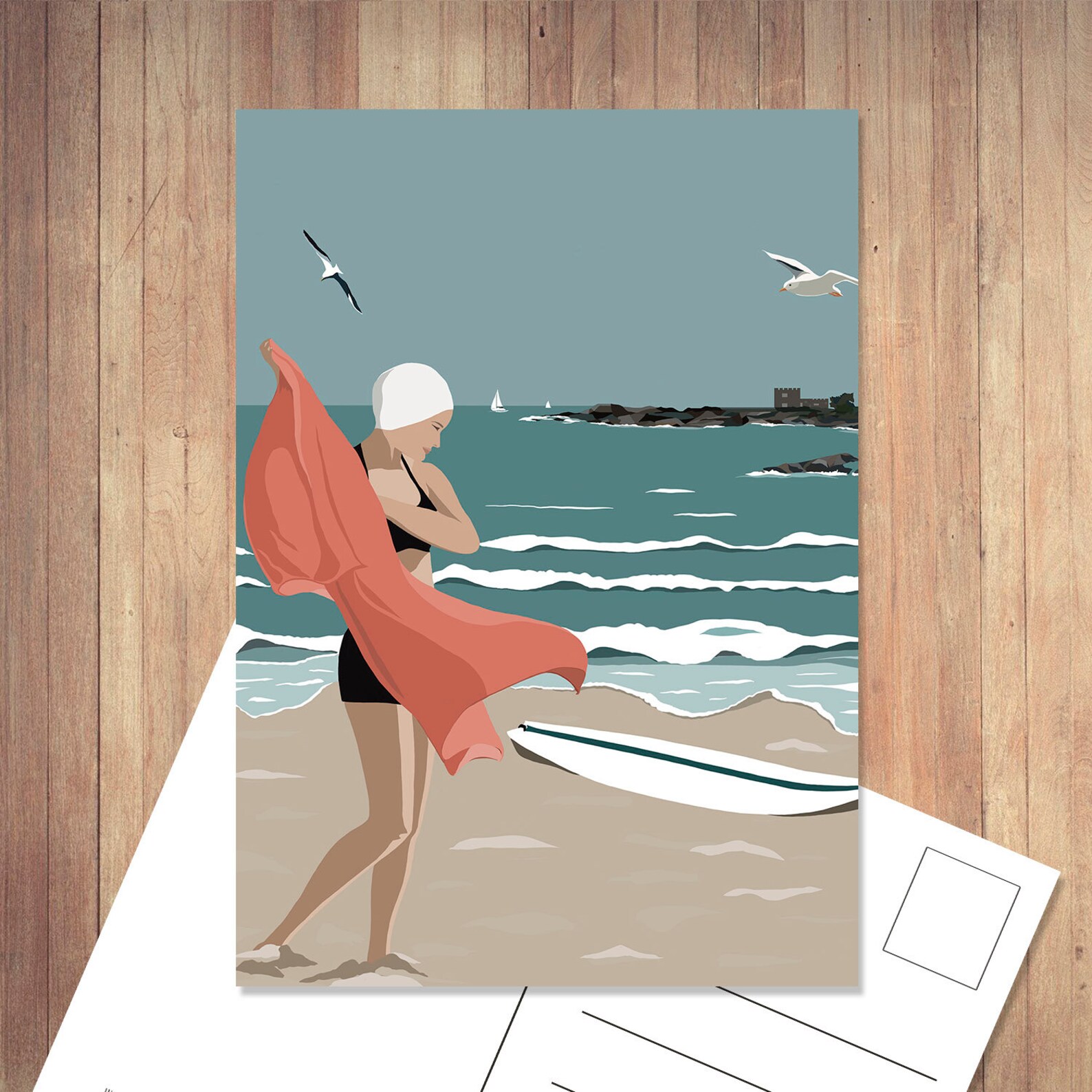 CARTES POSTALES - Lot de 5 cartes - Illustrations de bord de mer ...