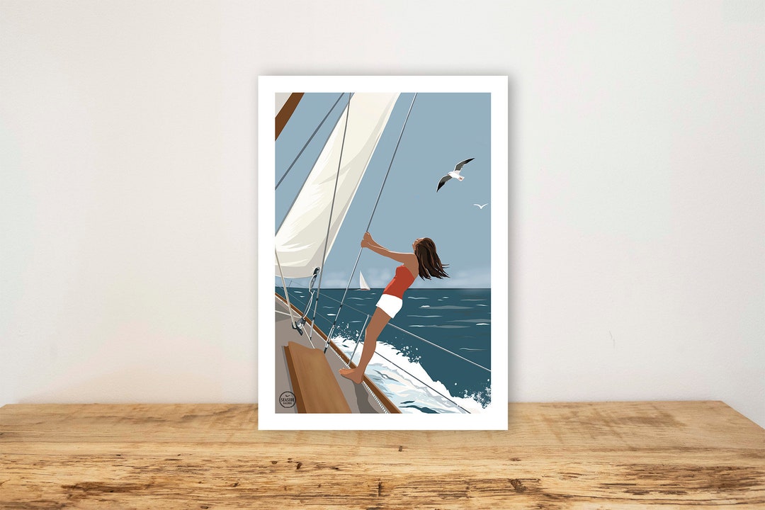 A5 Poster cap Au Large Map, Seaside Poster Wall Art Print Wall ...