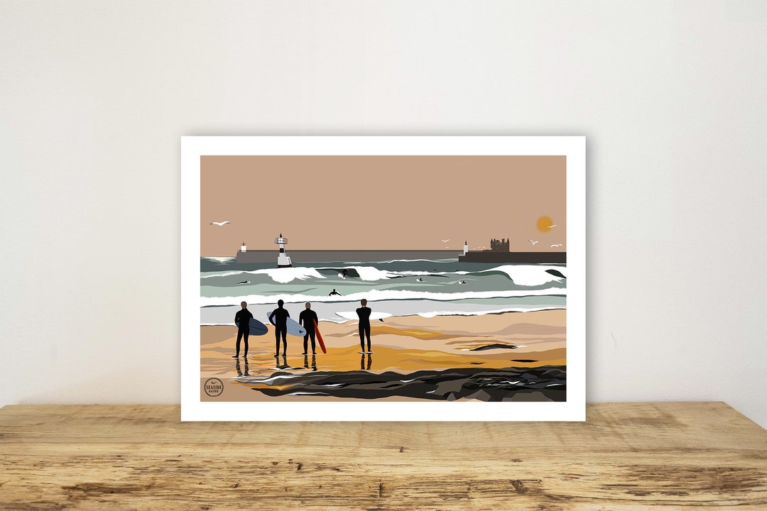 A5 Poster "surfers" - Map, Seaside Poster - Wall Art - Print - Wall ...
