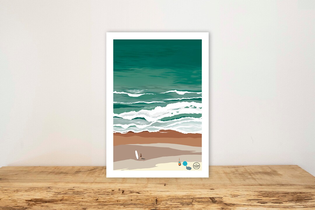A5 Poster beach Aerial View Map, Seaside Poster Wall Art Print Wall ...