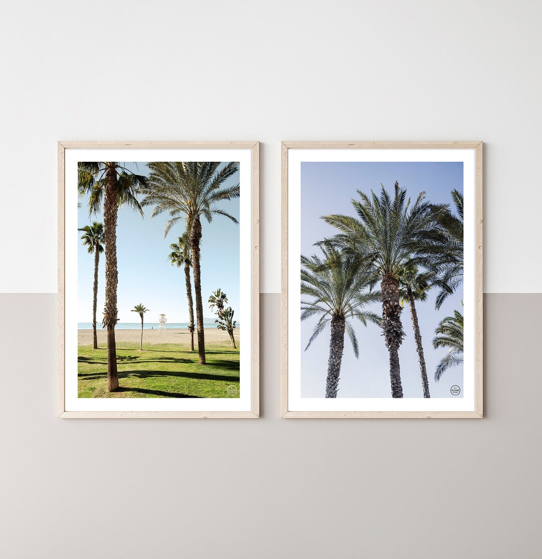 Set 2x Posters Beach Palm Tree - Sun - Ocean - Beach - Tropic ...