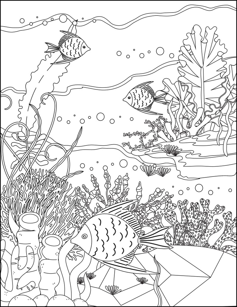 Coloring Book Pages | 10 Different Ocean Themed Pages - Etsy