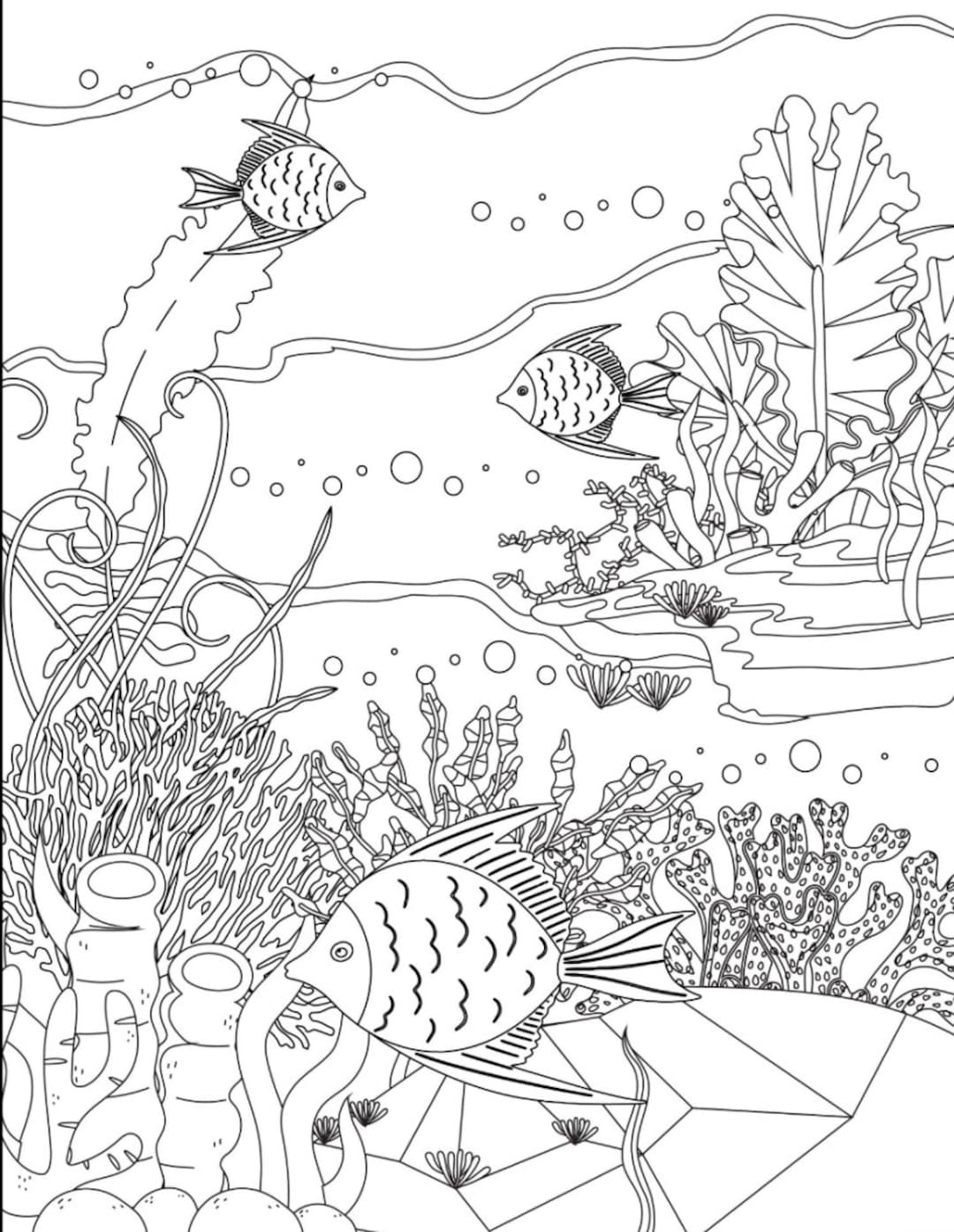 Coloring Book Pages | 10 Different Ocean Themed Pages - Etsy
