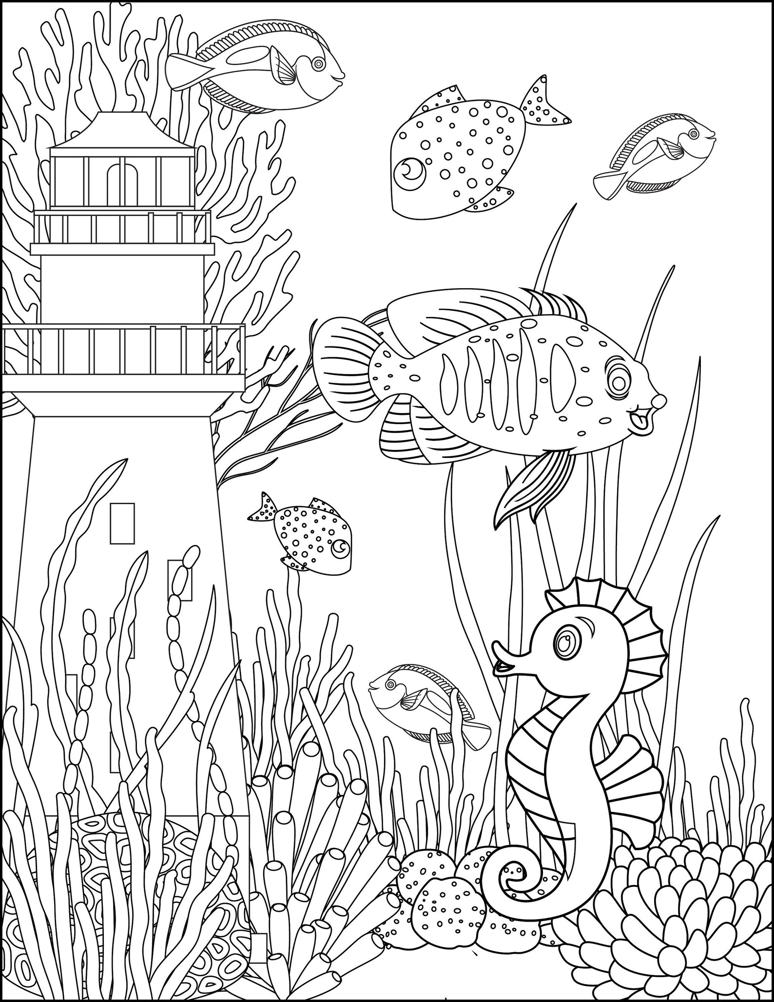 Coloring Book Pages | 10 Different Ocean Themed Pages - Etsy