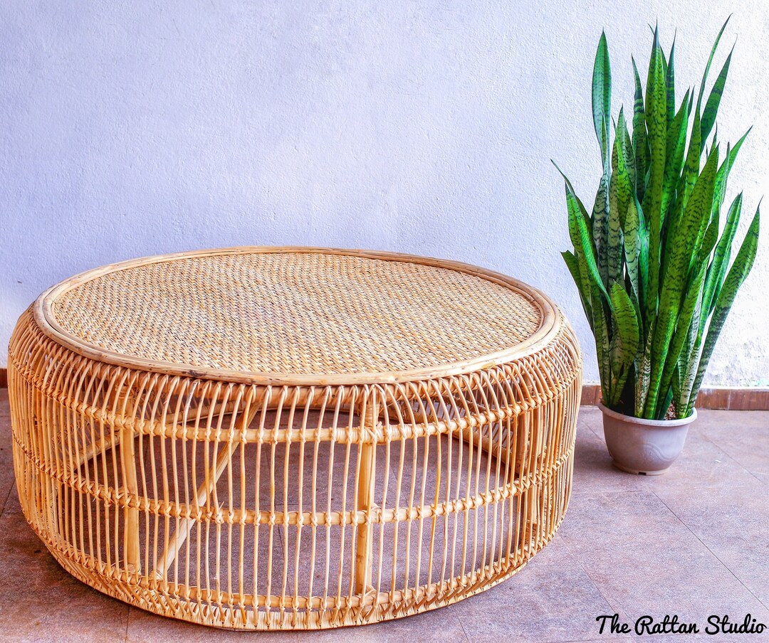 Handcrafted Wicker Rattan Coffee Table Handwooven Wicker Cane Tea Table ...