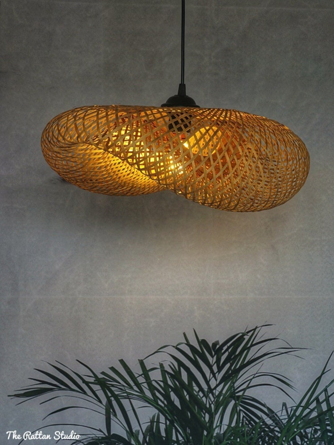 Modern Hand-woven Bamboo Pendant Light Rattan Bamboo Weaving Kitchen ...