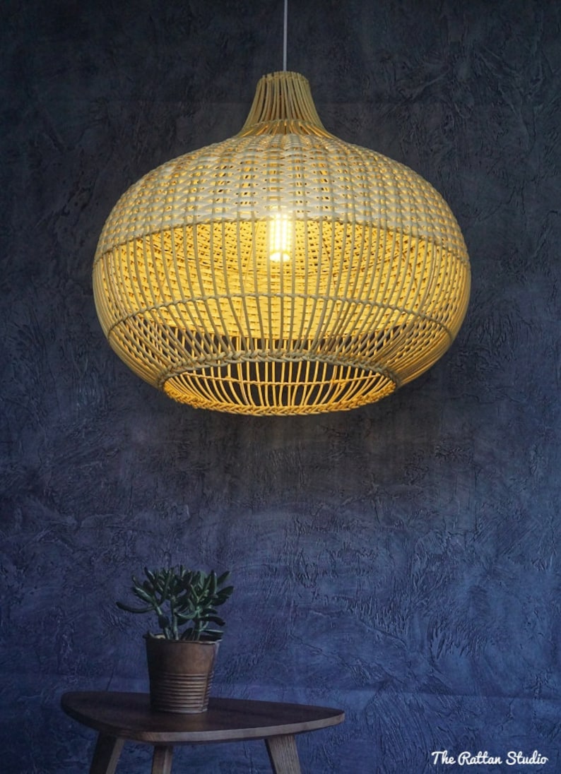 Modern Hand-woven Bamboo Pendant Light Rattan Bamboo Weaving Kitchen ...