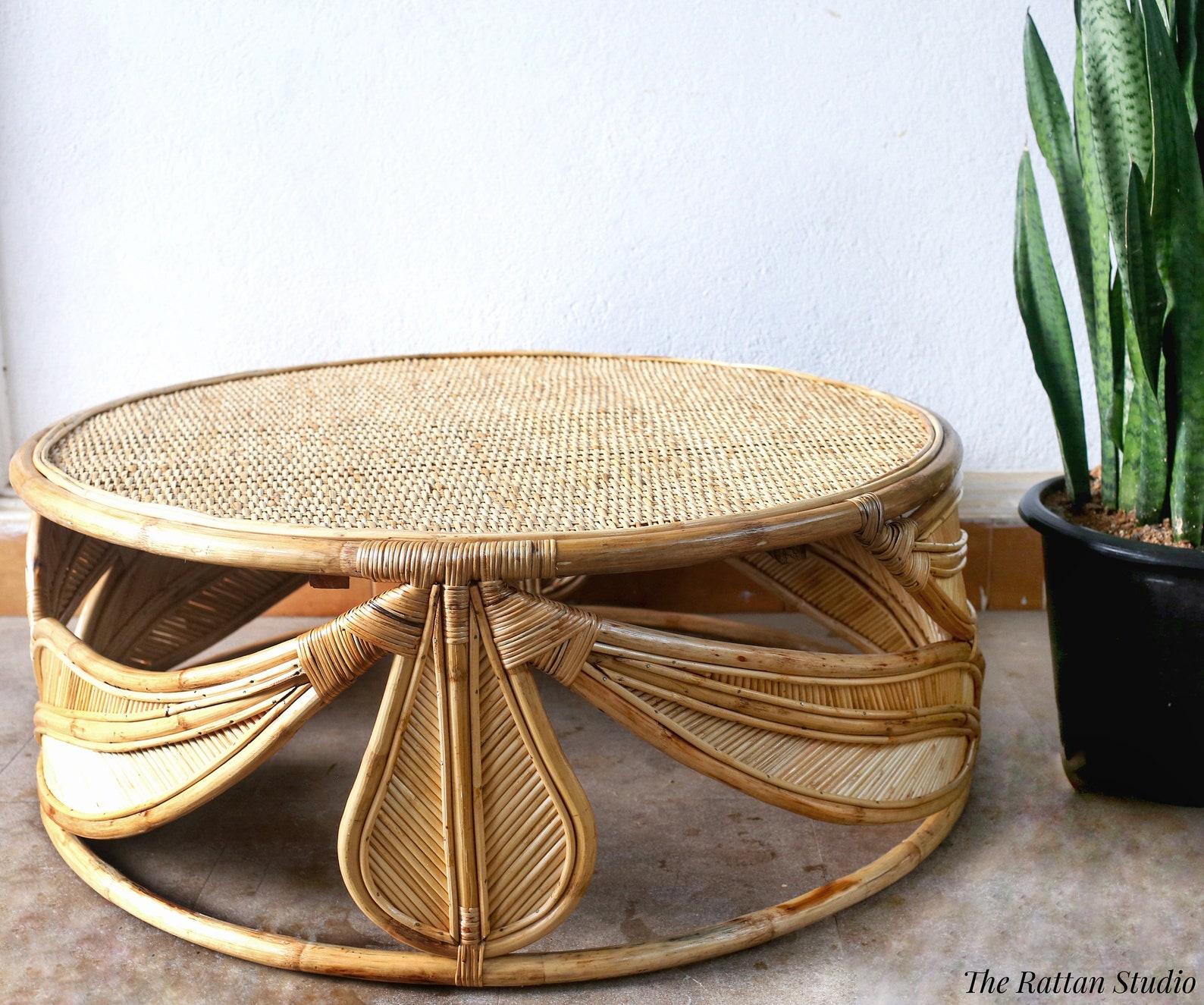 Handcrafted Wicker Rattan Coffee Table Handwooven Wicker Cane Tea Table ...