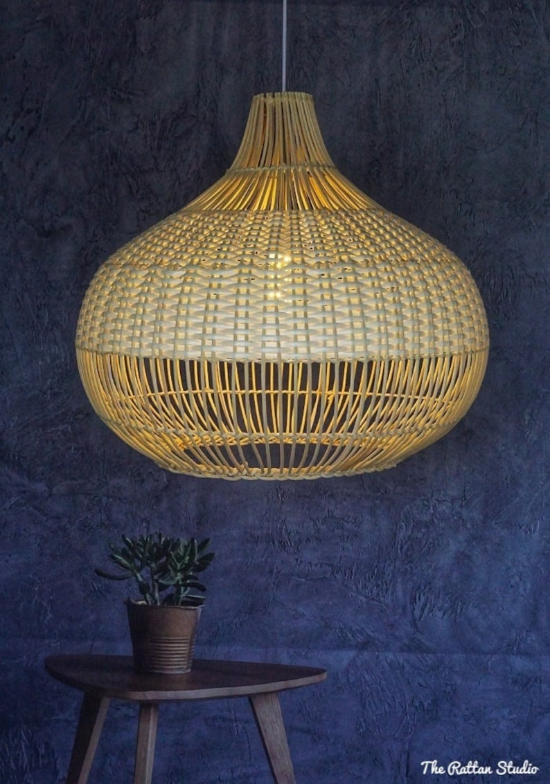 Modern Hand-woven Bamboo Pendant Light Rattan Bamboo Weaving Kitchen ...
