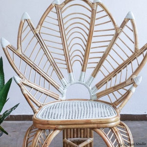 Handmade Lotus Leaf Style Rattan Wicker Chair Floral Design Elegant ...