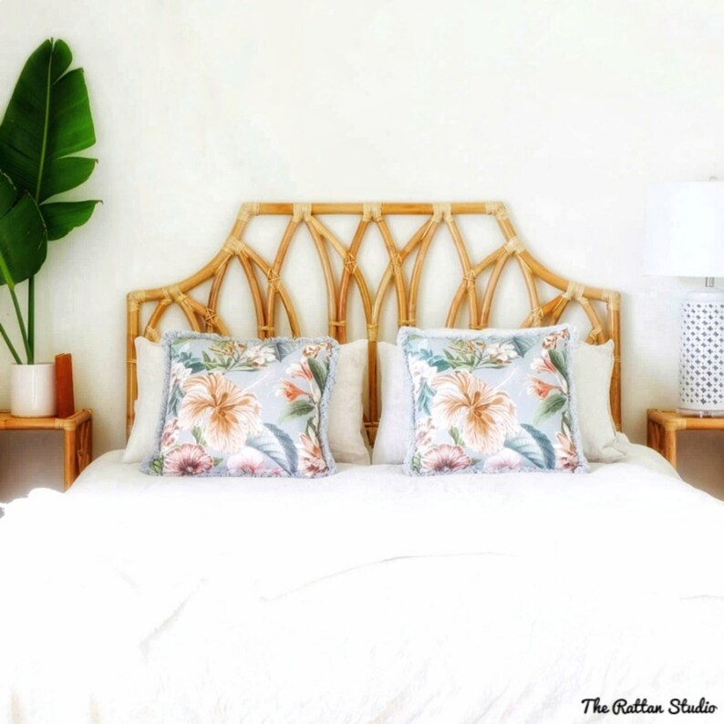 Handmade Rattan Palm Leaflet Design Bedhead Rattan Wicker | Etsy