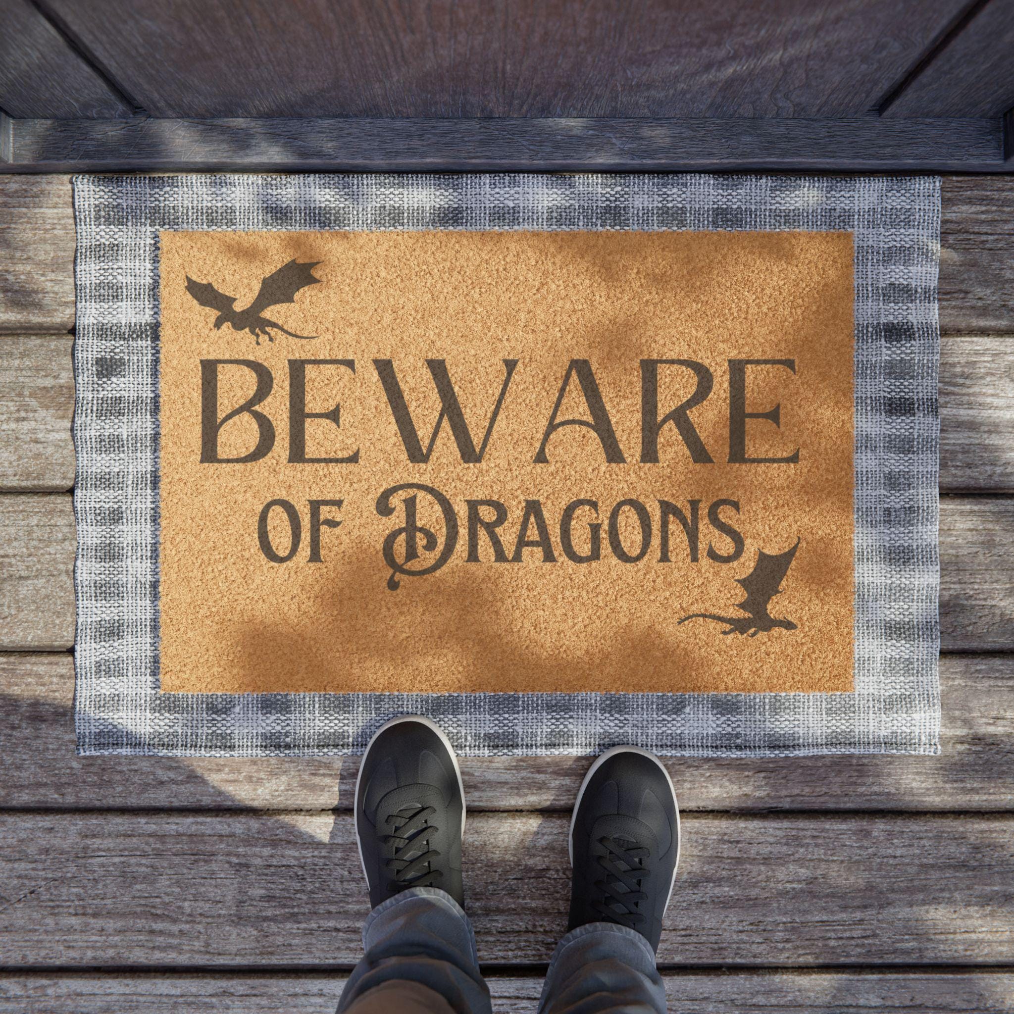 Beware of Dragons Doormat | Fantasy Welcome Mat | Mythical Decor | Gift ...