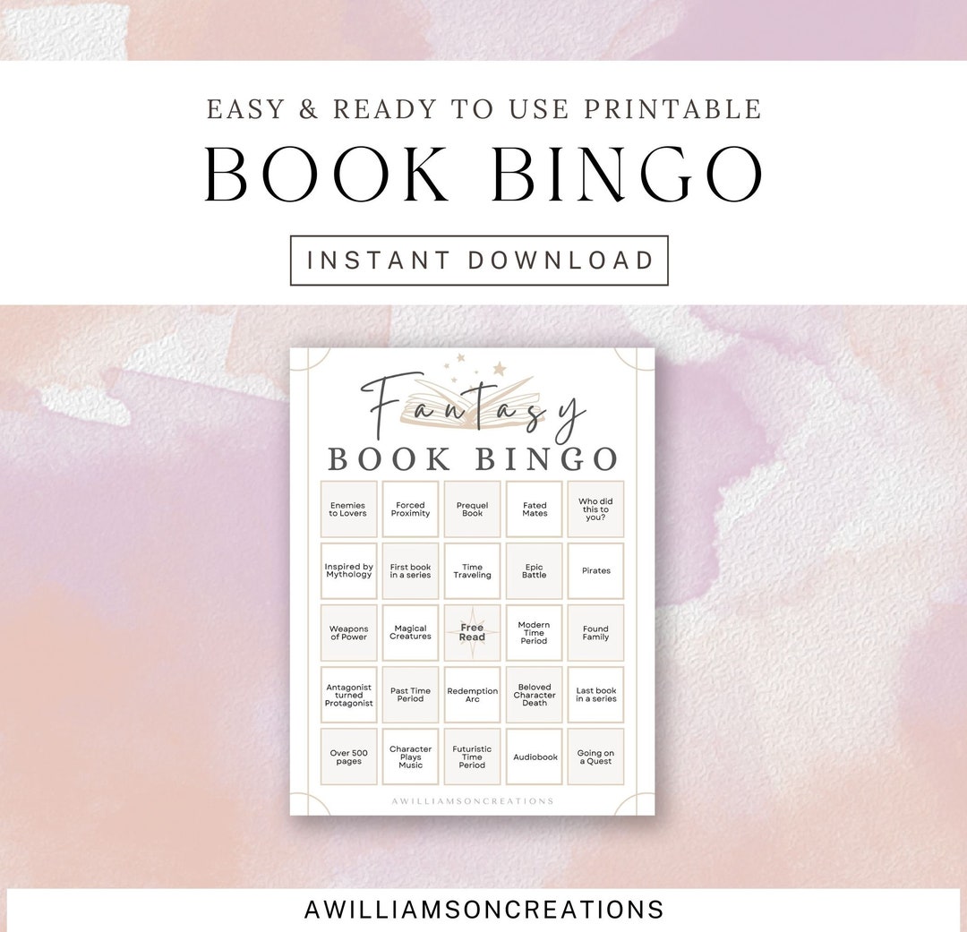 Book Bingo Card | Fantasy Book Bingo Print | Book Bingo Printable ...
