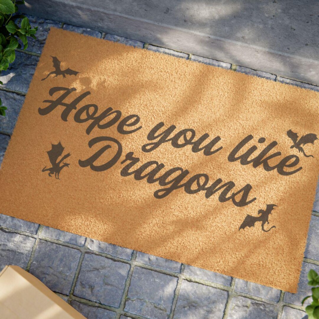 Hope You Like Dragons Doormat | Fantasy Welcome Mat | Mythical Decor ...