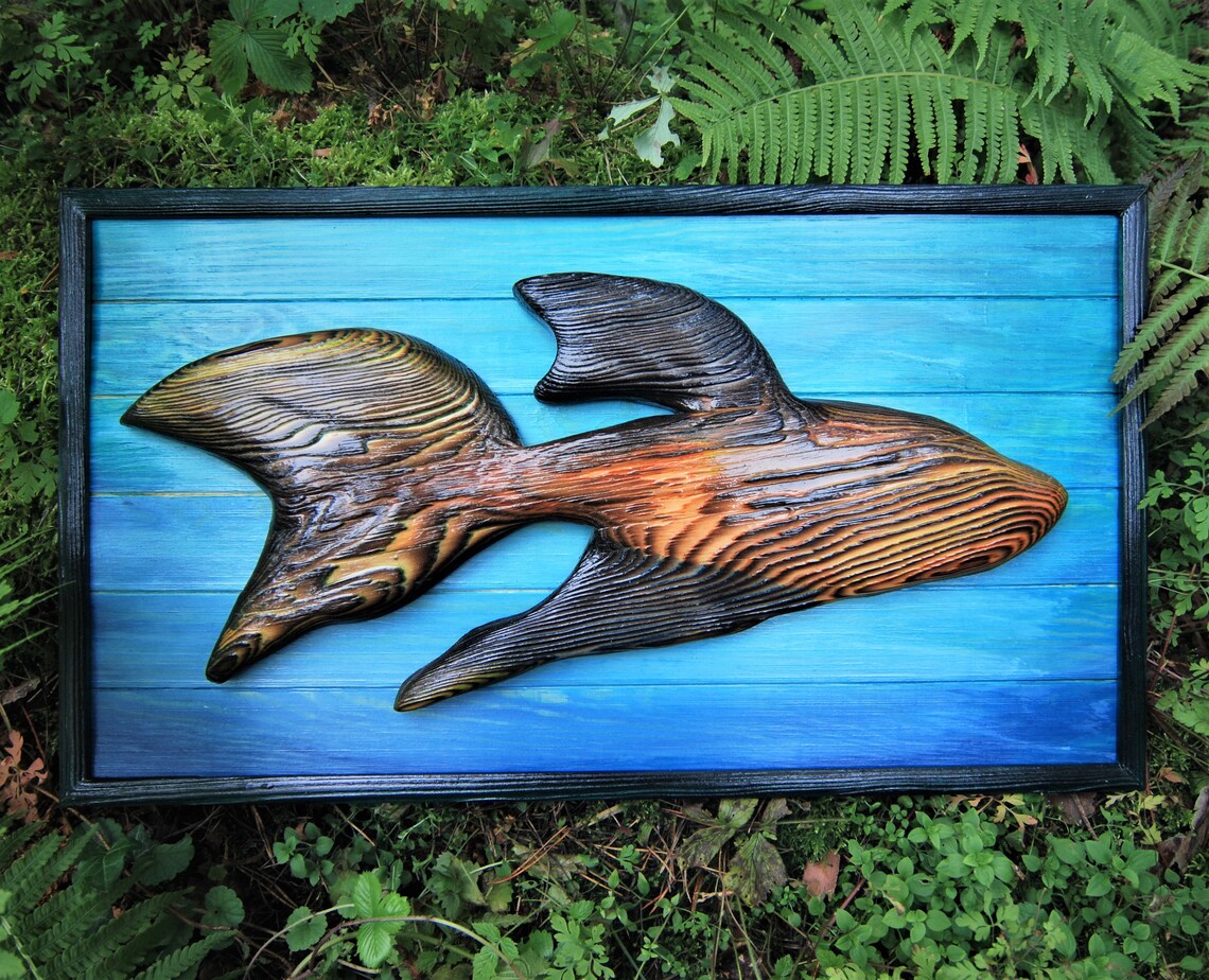 Tropical Fish Shou Sugi Ban Gift Home Decor Bedroom - Etsy