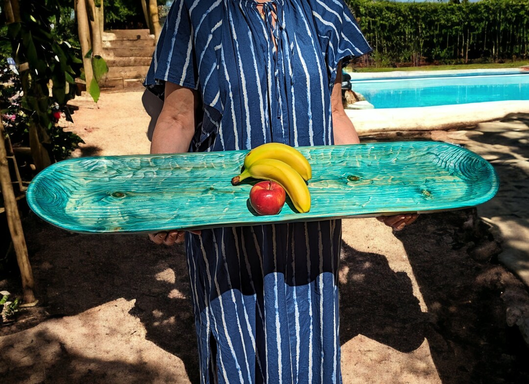 Extra Large Turquoise Dough Wooden Bowl 41in,table Centerpiece,decor ...