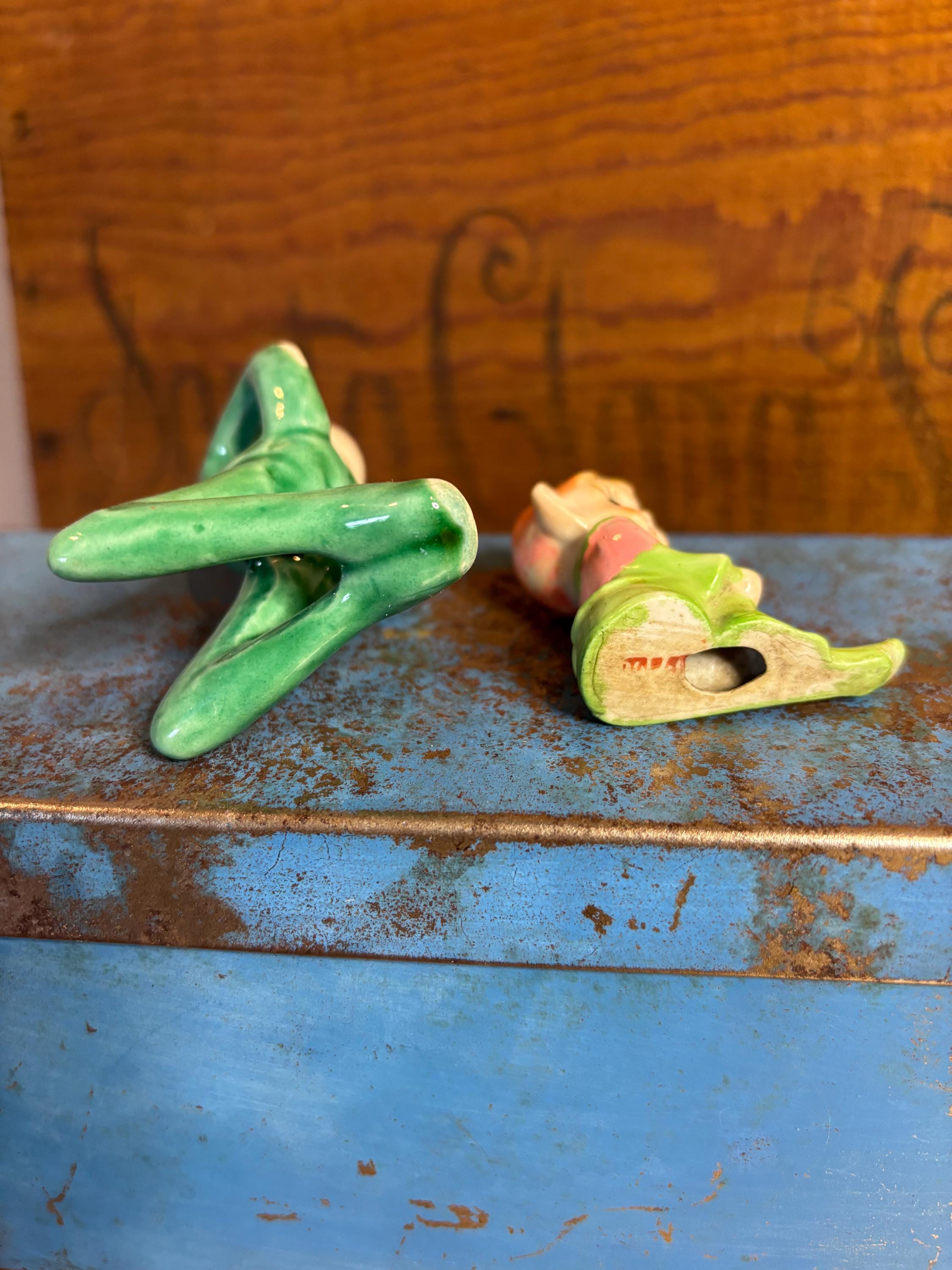 Pair of Vintage Pixies Elves Porcelain Figurines Green Made in Japan - Etsy