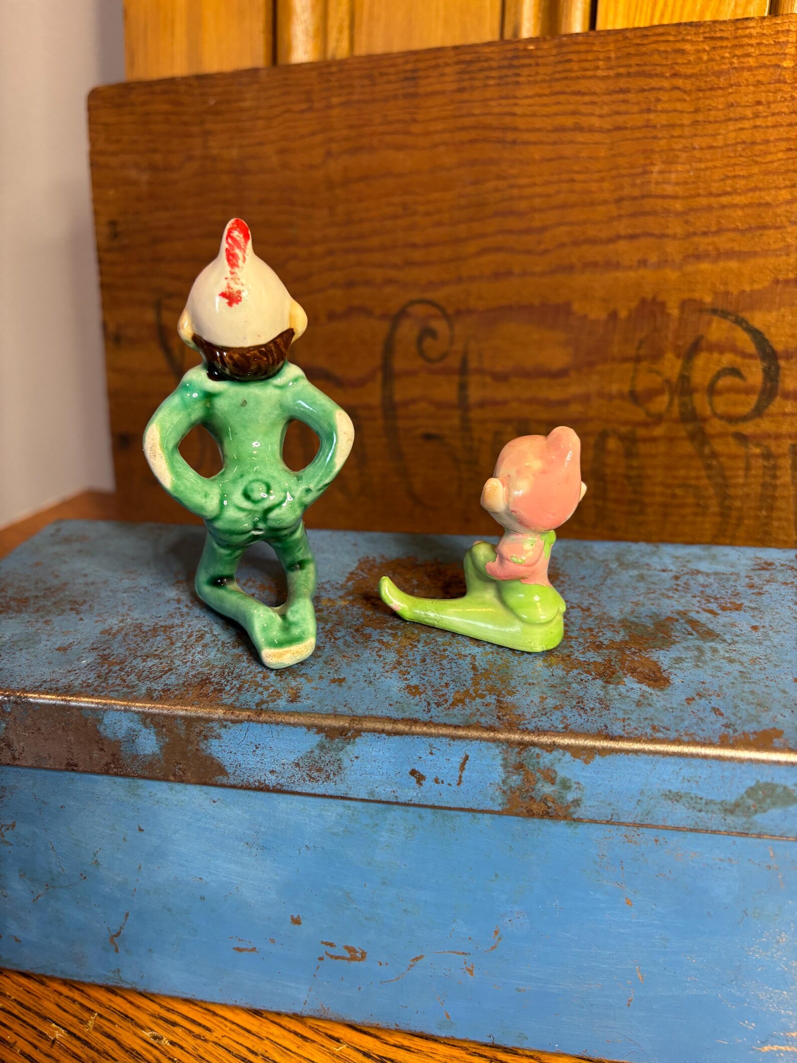 Pair of Vintage Pixies Elves Porcelain Figurines Green Made in Japan - Etsy