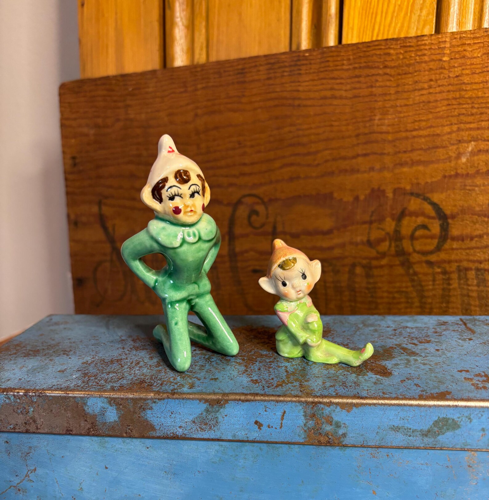 Pair of Vintage Pixies Elves Porcelain Figurines Green Made in Japan - Etsy