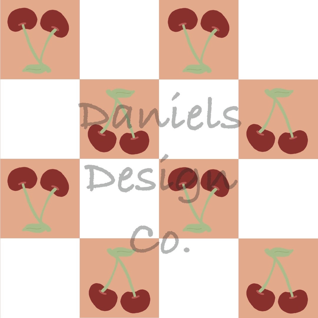 Cherry Checkers Seamless File | Digital Paper | Fabric - Etsy