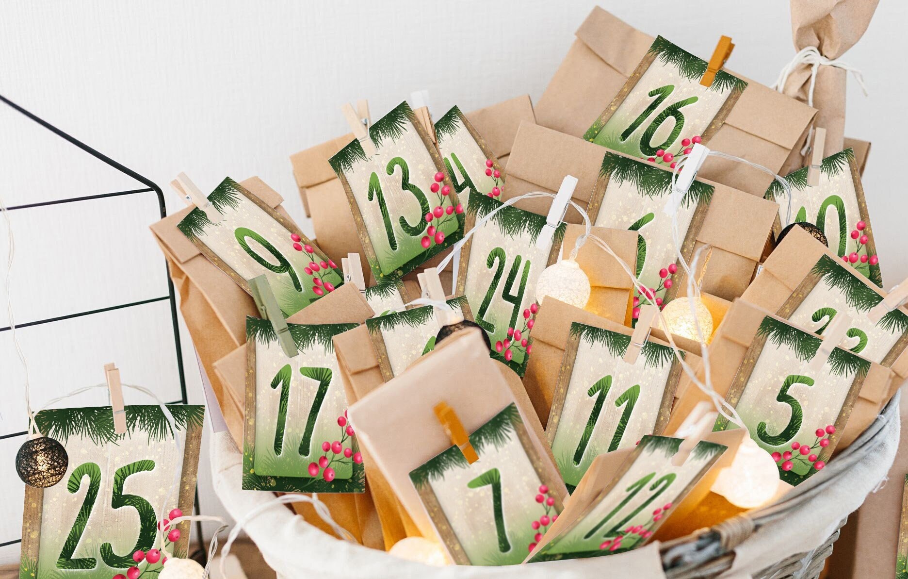 Pine Numbers Advent Calendar Printable Advent Calendar - Etsy