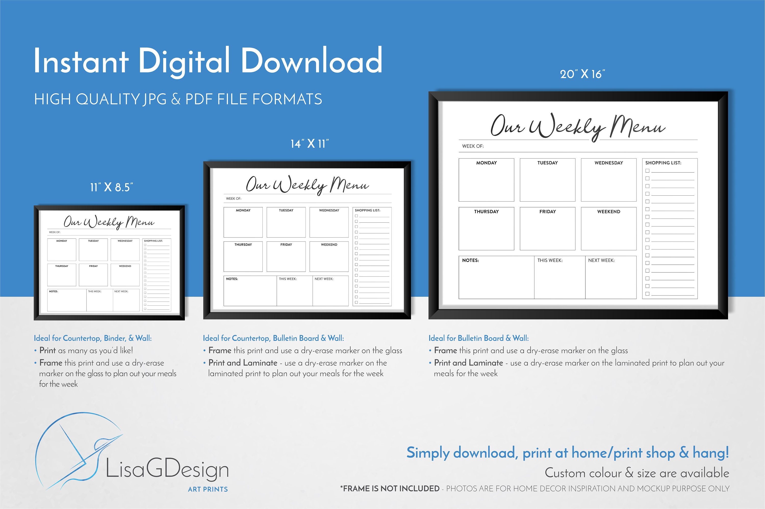 Our Weekly Menu Planner | Printable Menu Planner | Menu Planner Instant ...