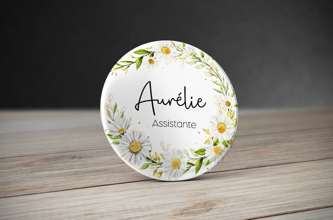 Personalized Daisies Crown Badge. Daisy Name Badge. Flowers Business ...