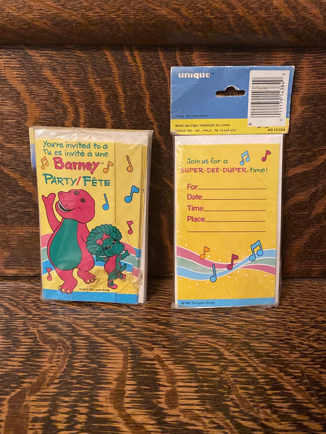 Vintage Barney the Dinosaur Party Invitations 2 Packages (16 Cards W ...