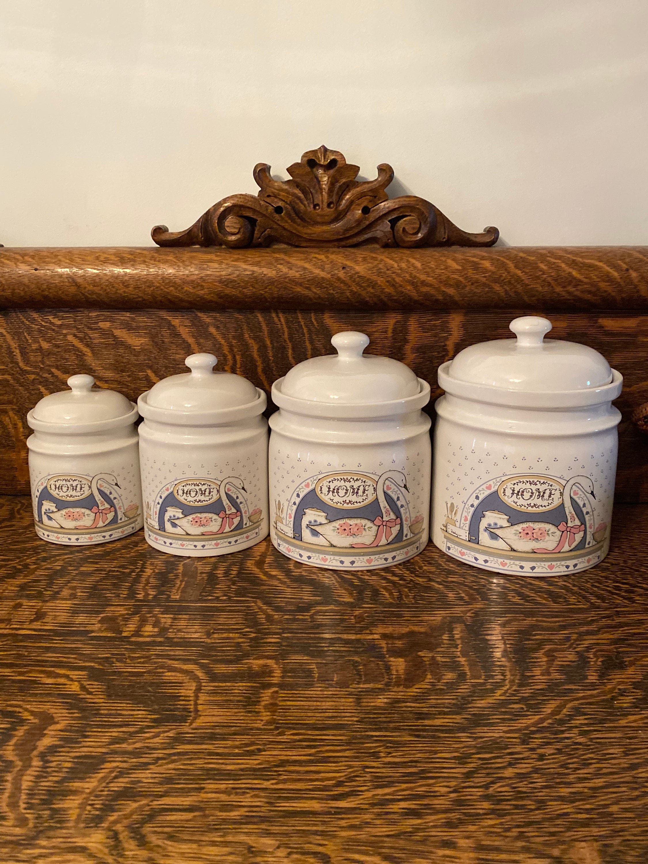 Vintage Country Goose Canister Set Farmhouse Kitchen Storage Containers ...