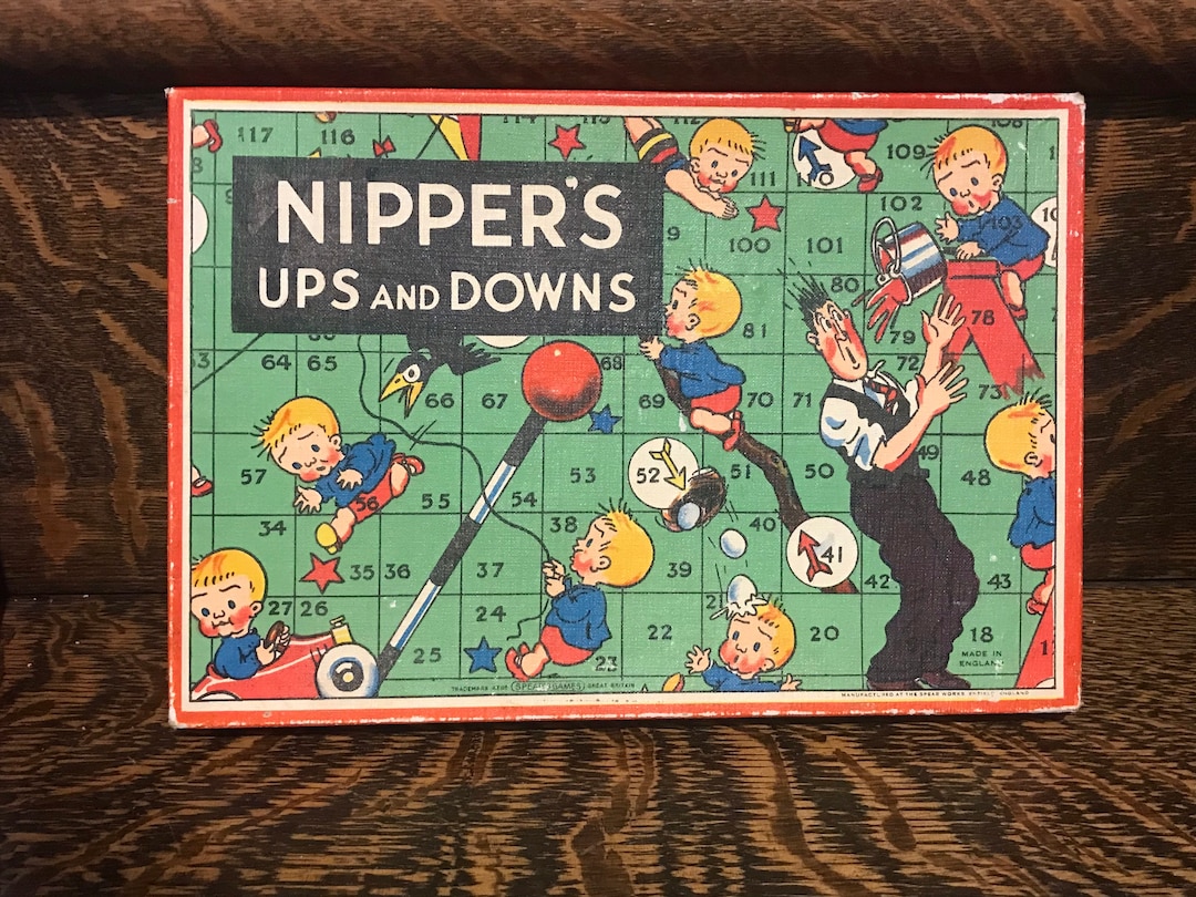 Antique Snakes and Ladders Board Game Nippers Ups & Downs 1930s England ...