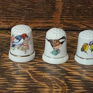 Vintage Bird Themed Ceramic Thimble Set of 6 - Etsy