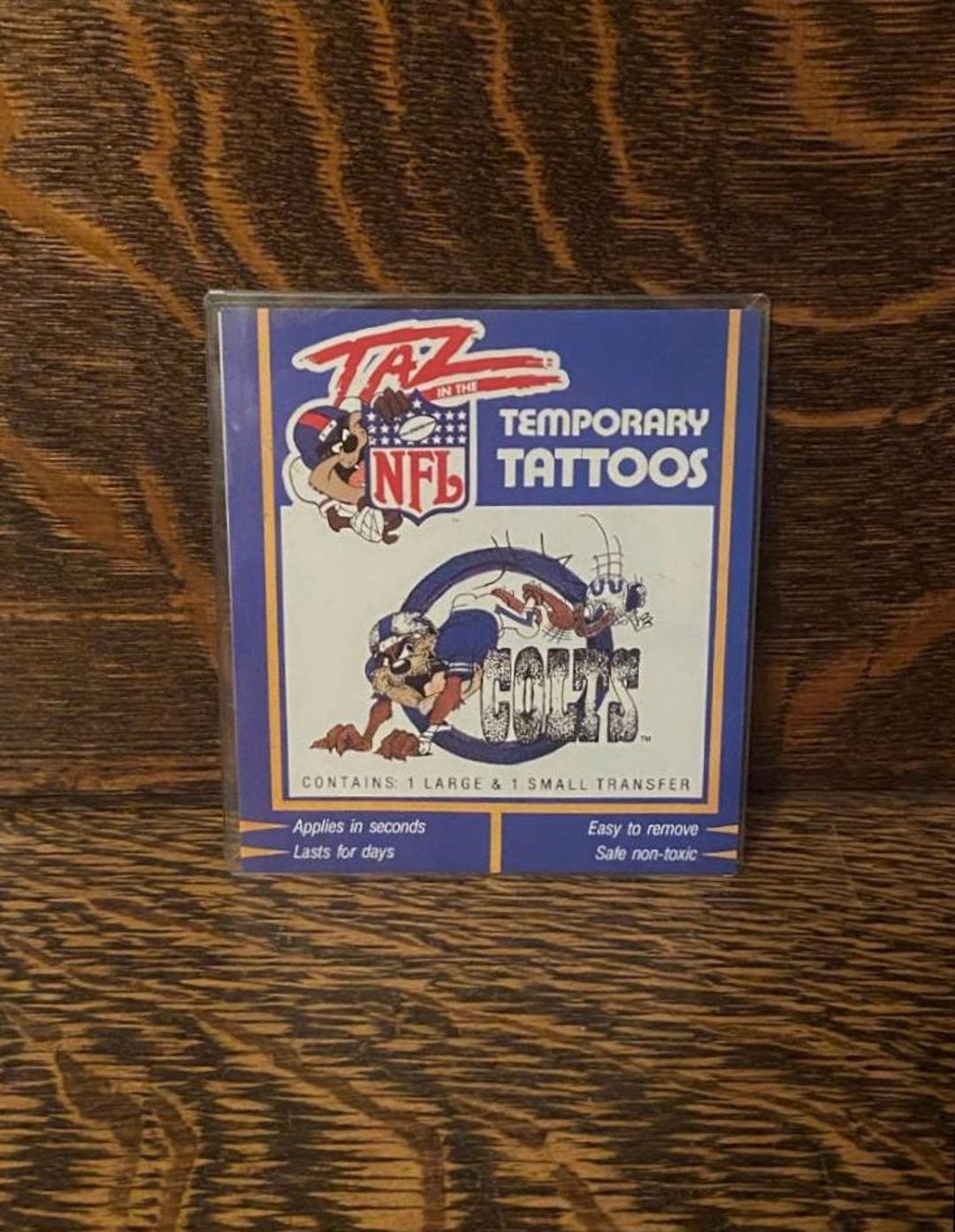 Vintage Looney Tunes NFL Temporary Tattoos 1992 Warner Bros Taz Colts ...