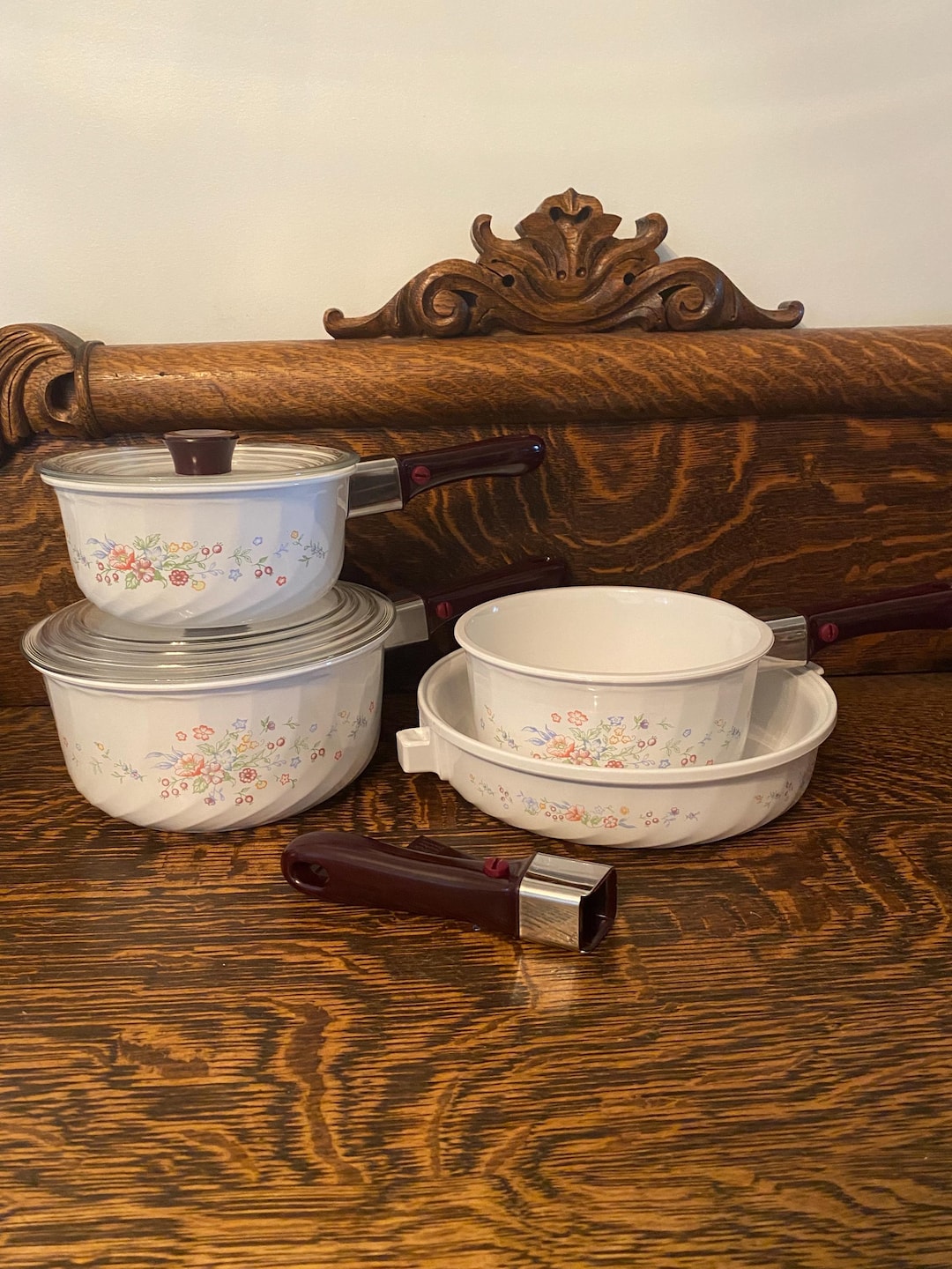 Vintage Arcoflam France Arcopal Ceramic Pots & Pans “victoria” Pattern ...