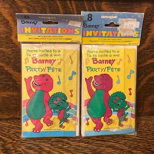 Vintage Barney the Dinosaur Party Invitations 2 Packages 16 Cards W ...