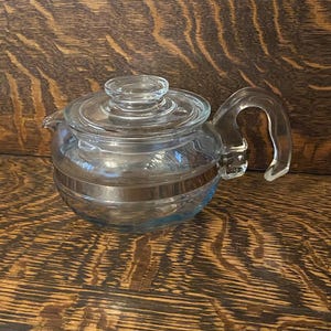 Vintage Pyrex Flameware Kettle Coffee Pot Teapot Heat Resistant Glass 6 ...