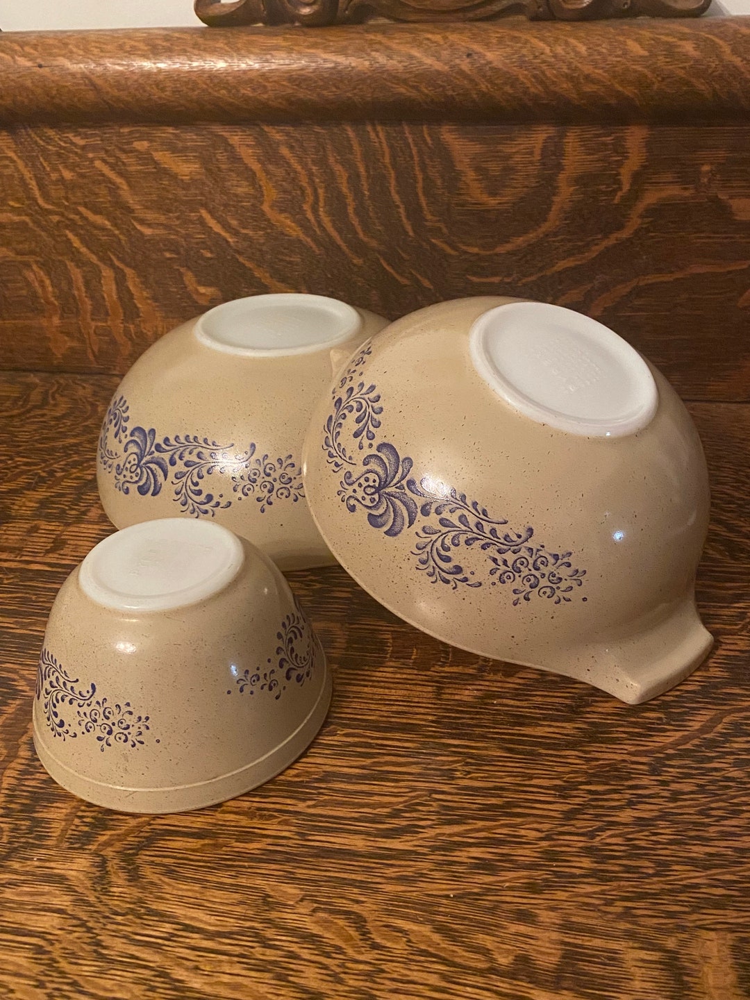 Vintage Pyrex Homestead Blue Mixing Bowls Set of 3 Pyrex #440 #443 #444 ...