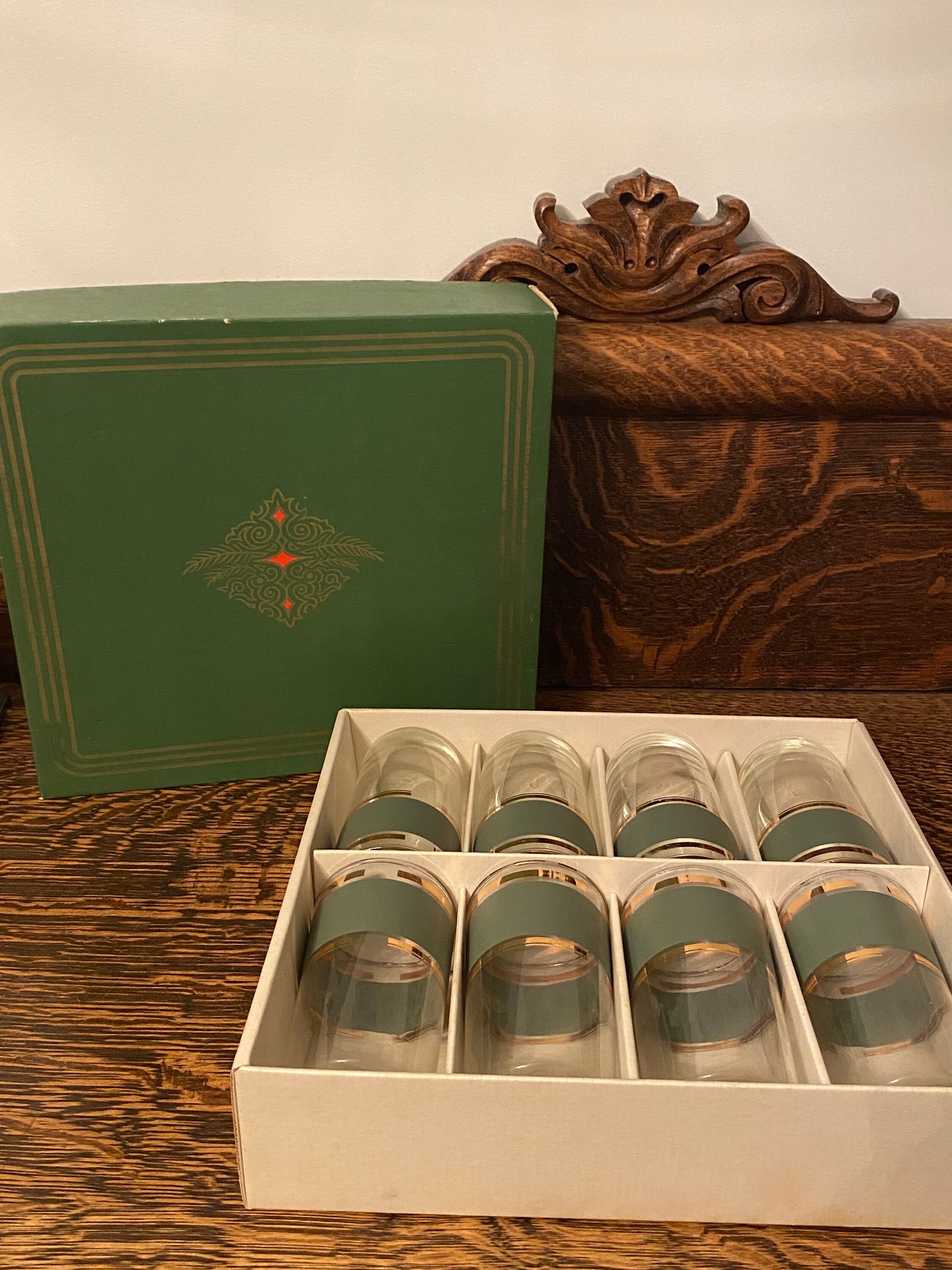 Rare MCM Glasses TST Heritage Celadon Tumbler Drinking Glasses Set of ...