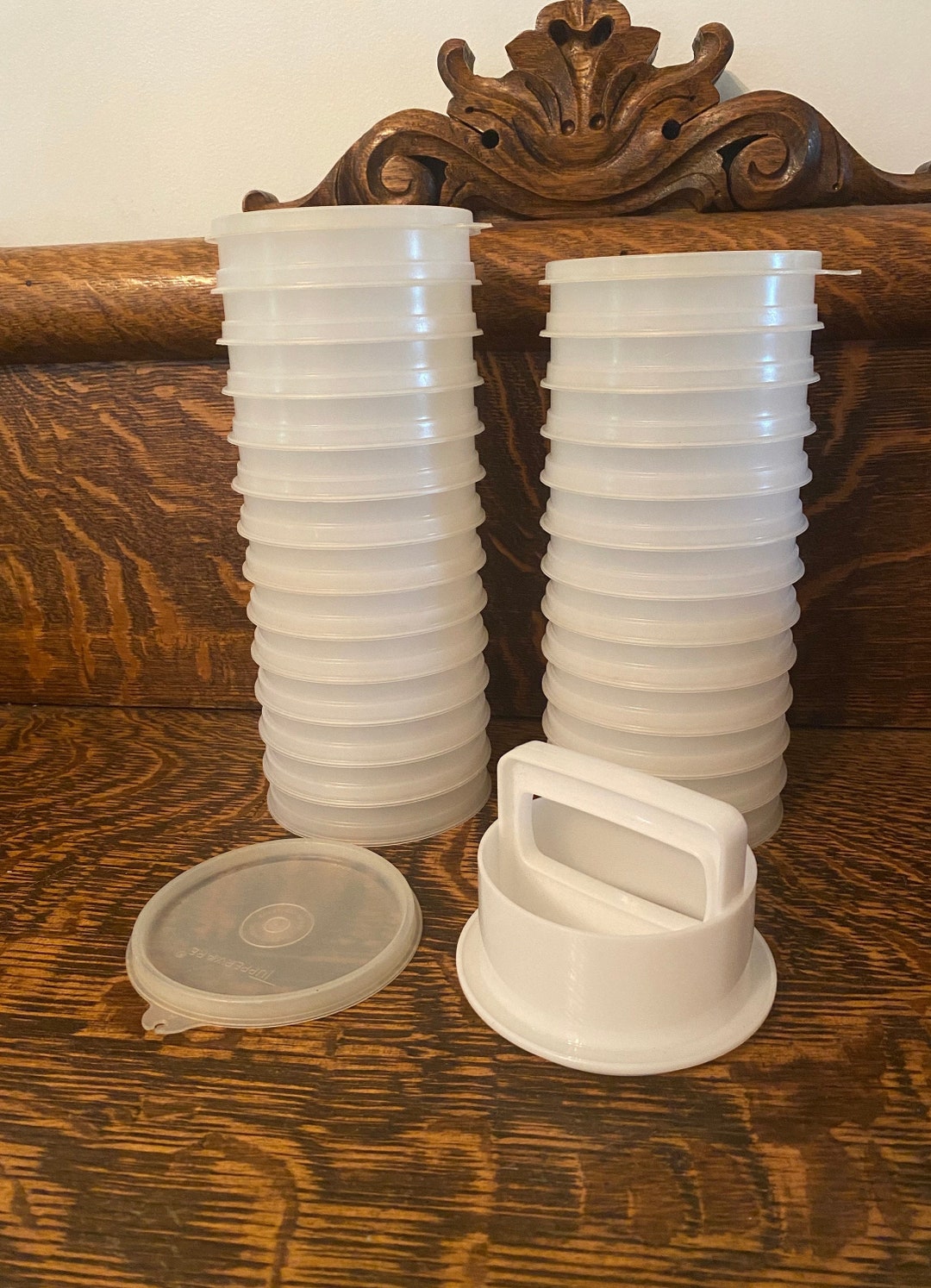 Vintage Tupperware Hamburger Storage Container Set With Hamburger Press ...